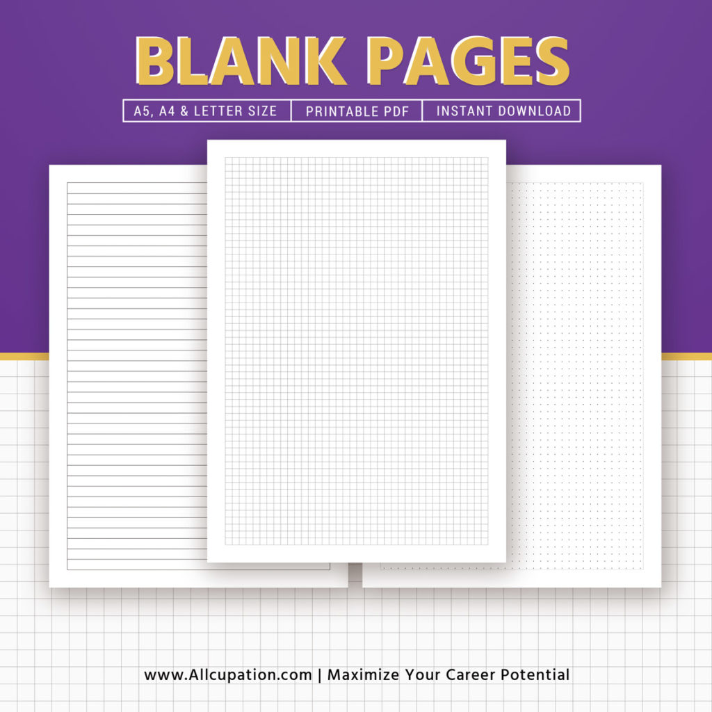 Printable Blank Planner, Blank Pages, Square Grid, Ruled, Planner ...