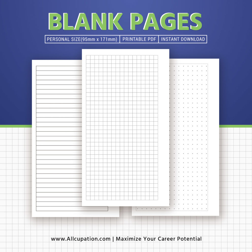 Printable Blank Pages, Planner Pages, Personal Size Inserts, Binder ...