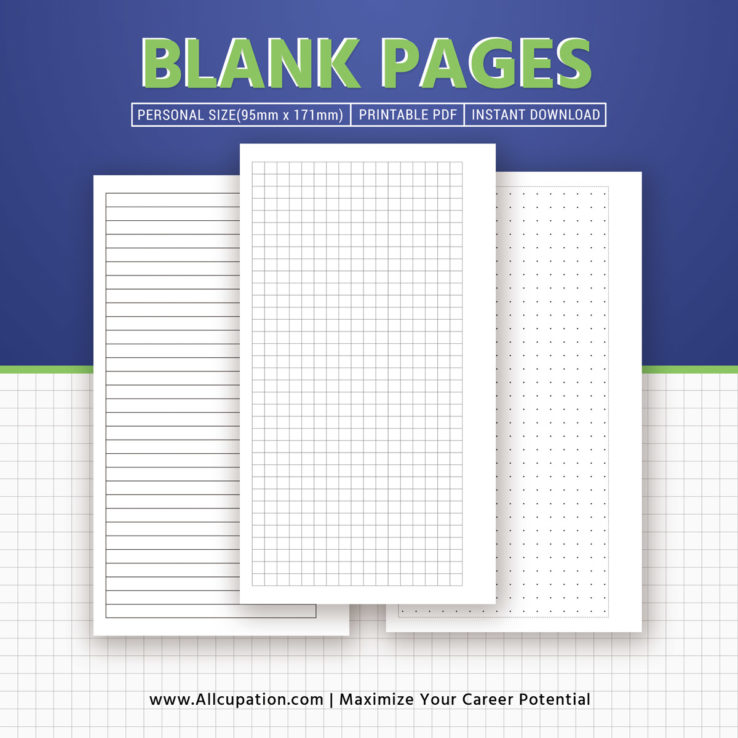 Printable Blank Pages, Planner Pages, Personal Size Inserts, Binder ...