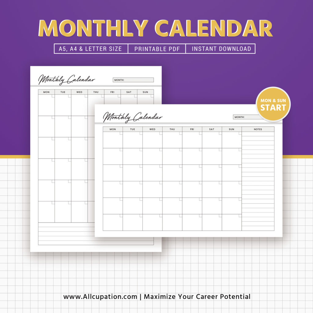Undated Monthly Calendar, Monthly Planner, Planner Design, Best Planner ...
