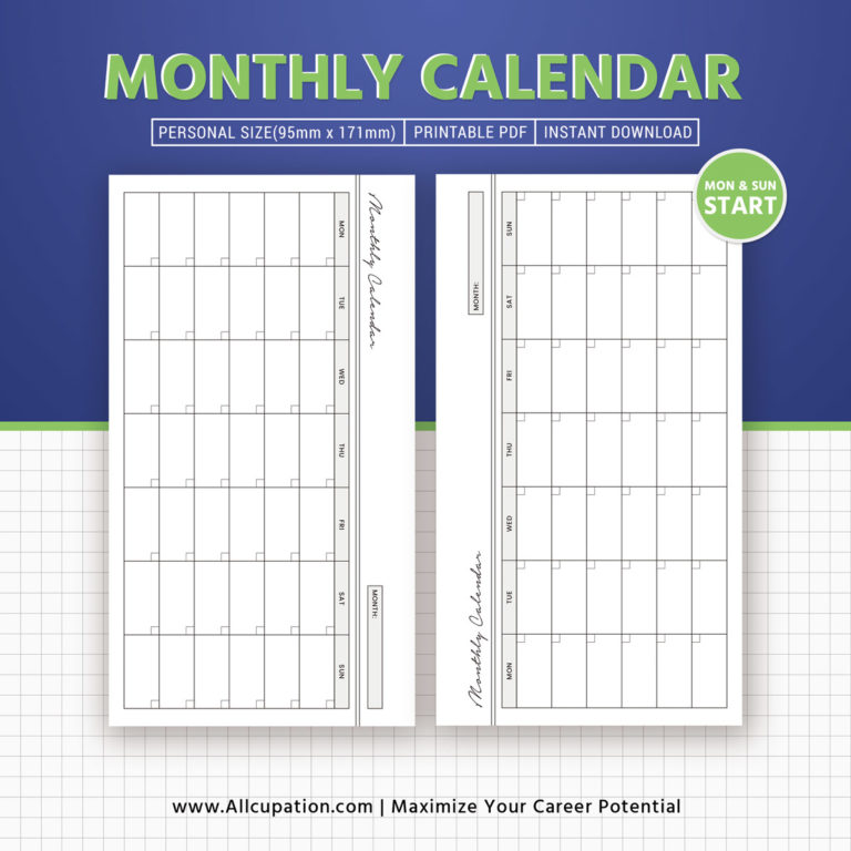 Planner Inserts: Personal Size – Allcupation.com