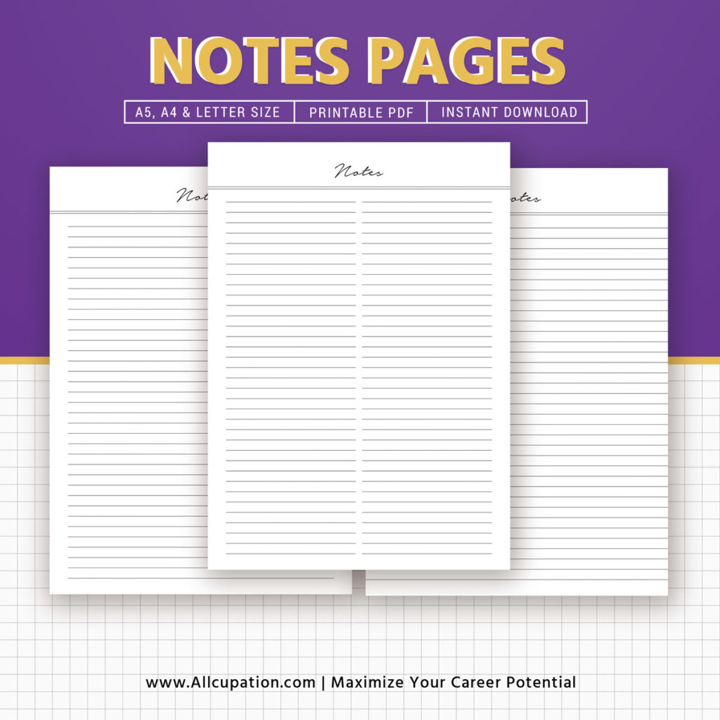 Planner Inserts: A5 A4 Letter Size – Allcupation.com