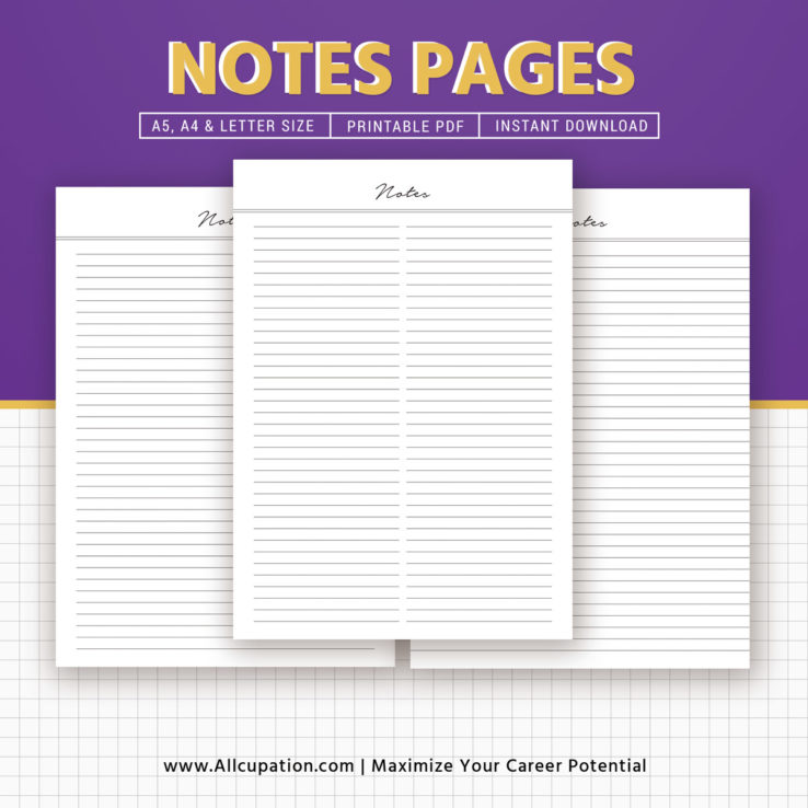 Planner Inserts: A5 A4 Letter Size – Allcupation.com