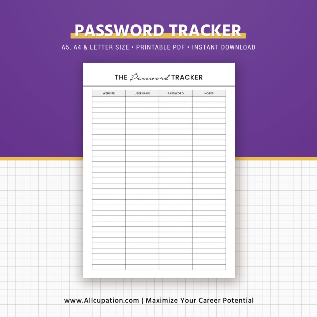 Password Tracker Printable, Password Keeper, Password Log, A5 Inserts ...