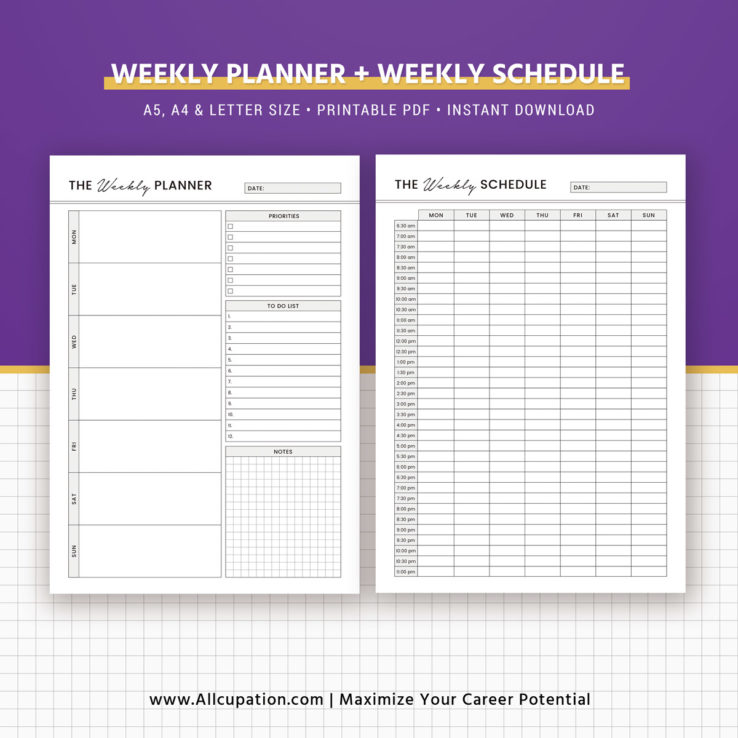 PLANNER BUNDLE, Daily, Weekly, Monthly Planner, Notes, To Do, Agenda ...