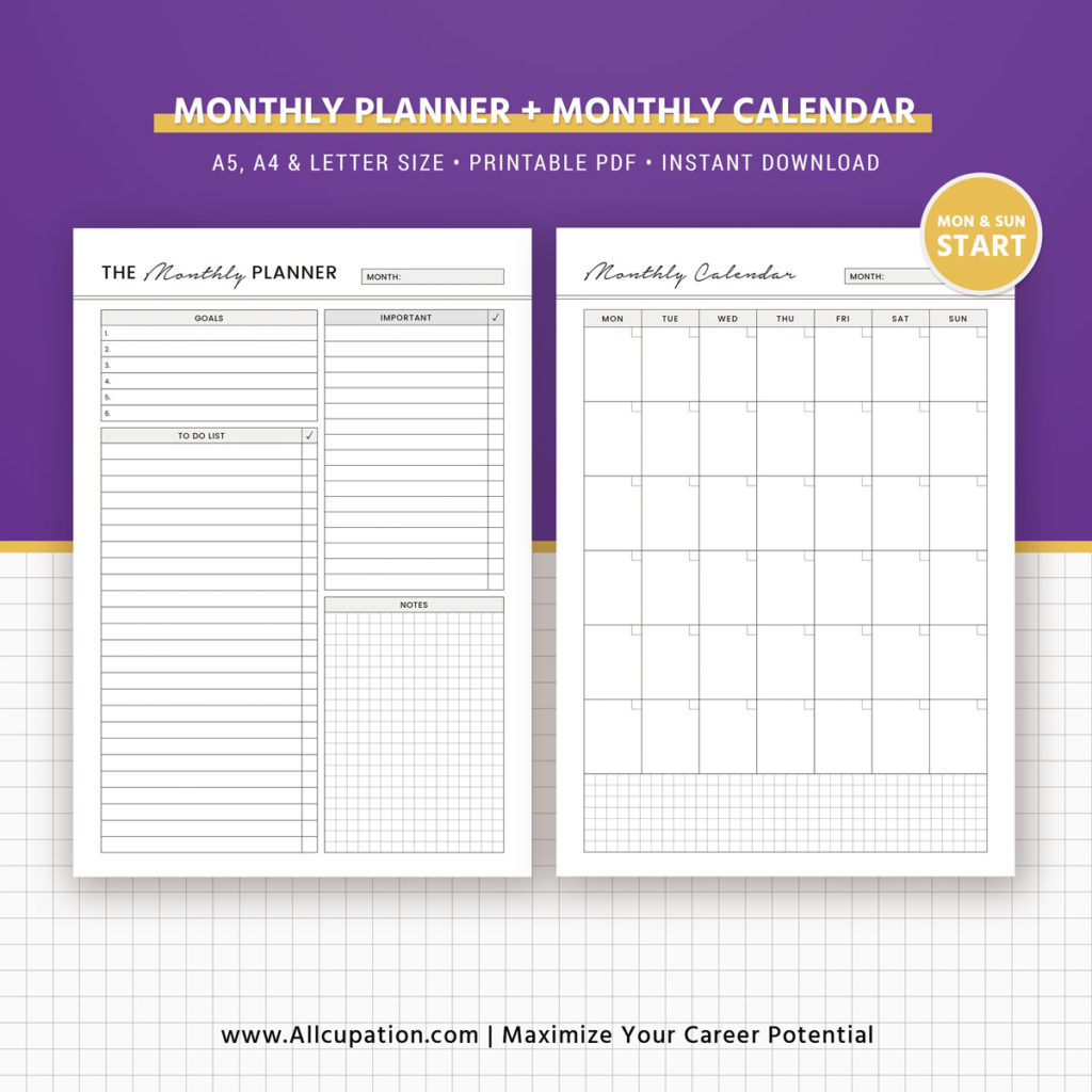 PLANNER BUNDLE, Daily, Weekly, Monthly Planner, Notes, To Do, Agenda ...