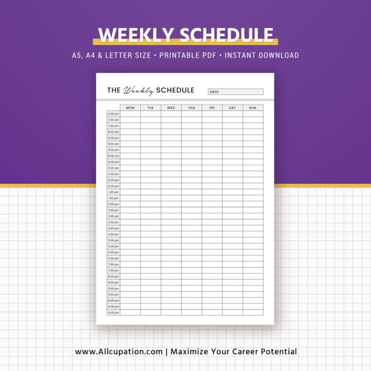 Printable Weekly Planner, Weekly Schedule, Weekly Organizer, A5, A4 ...