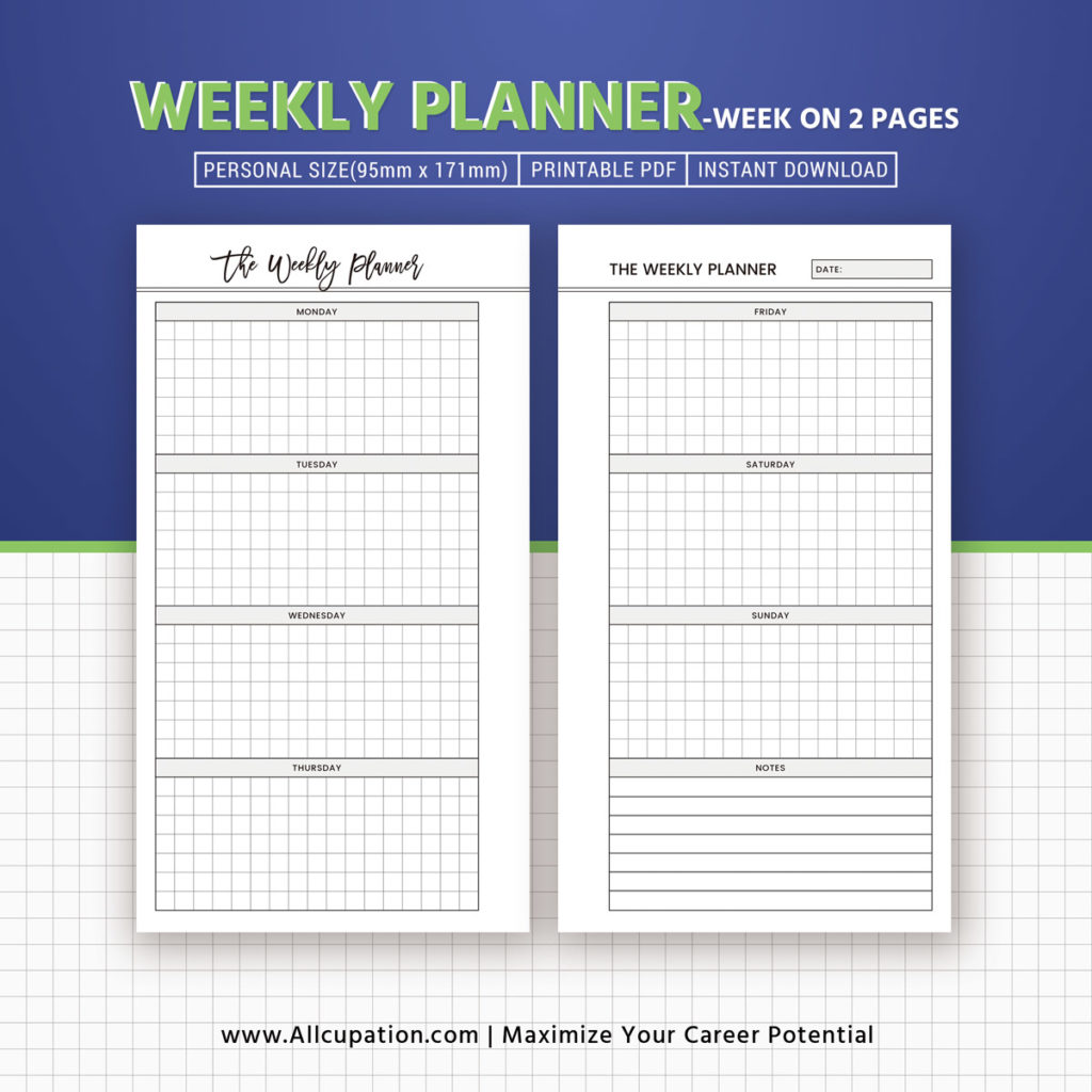 Weekly Planner, Week on 2 Pages, Personal Size, Planner Design, Best ...