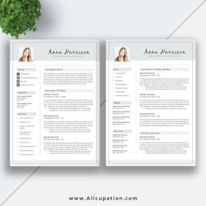 Modern Resume Template,Job Resume Template, Cover Letter, Word Resume ...