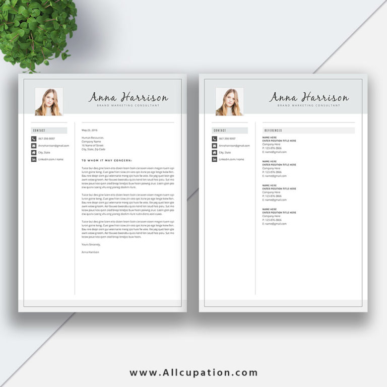 Modern Resume Template,Job Resume Template, Cover Letter, Word Resume ...