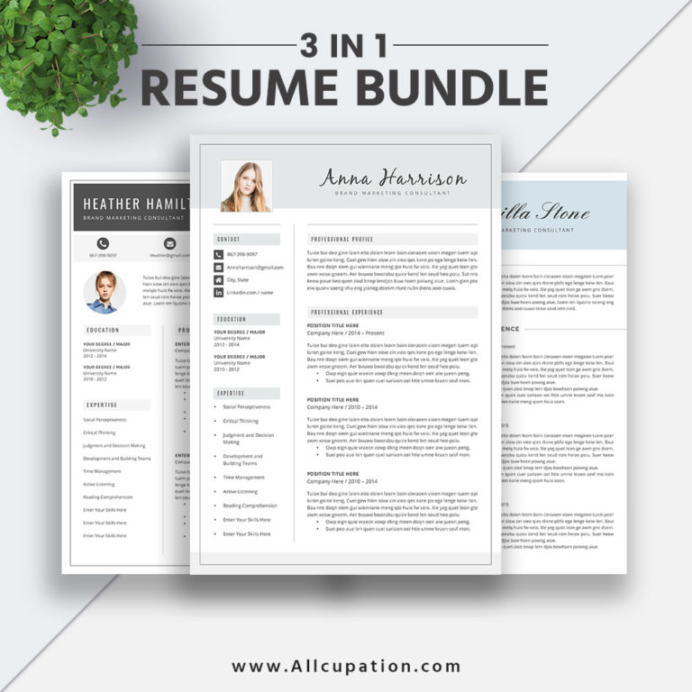Best-selling Resume Bundle The Anna RB: Word Resume Template, CV Bundle ...