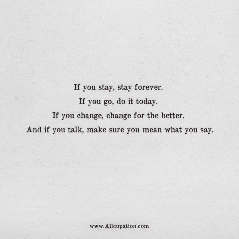 Quotes of the Day: If you stay, stay forever – Allcupation.com