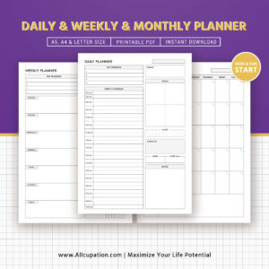 Planner Inserts: A5 A4 Letter Size – Allcupation.com